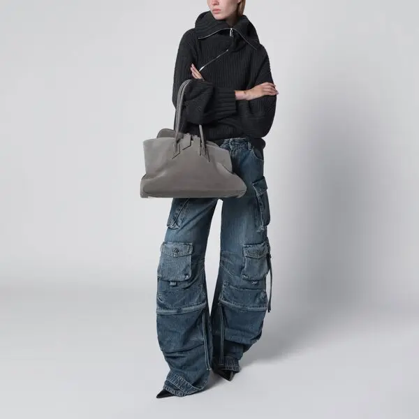 Attico La Passeggiata Medium Suede Bag - Grey