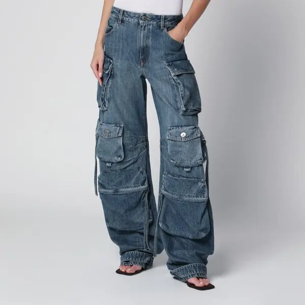 Attico Fern Washed Cargo Trousers - Blue