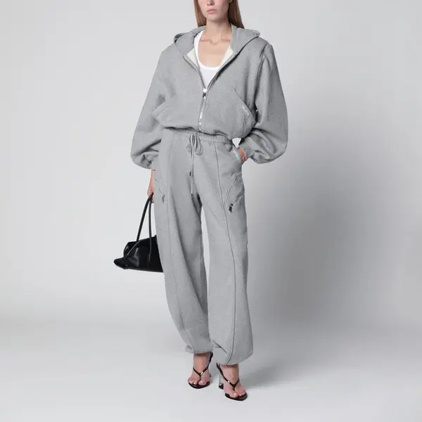 Attico Long Jogger Pants In Melange Cotton Jersey