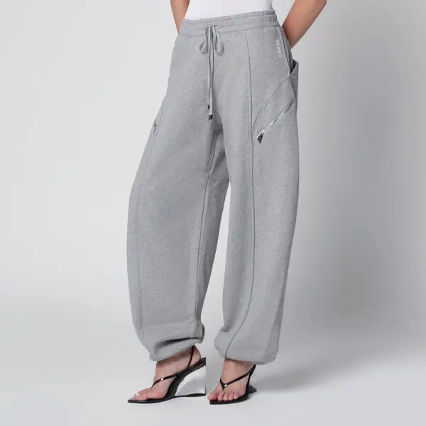 Attico Long Jogger Pants In Melange Cotton Jersey