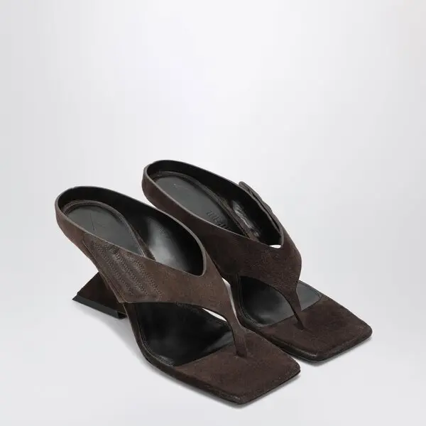 Attico Cheope Suede Thong Sandals In Dark