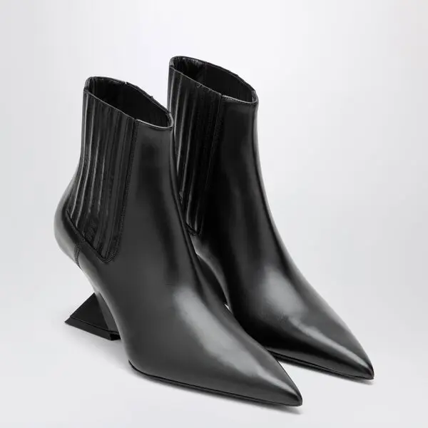 Attico Cheope Wedge-heel Ankle Boots In Calfskin - Black