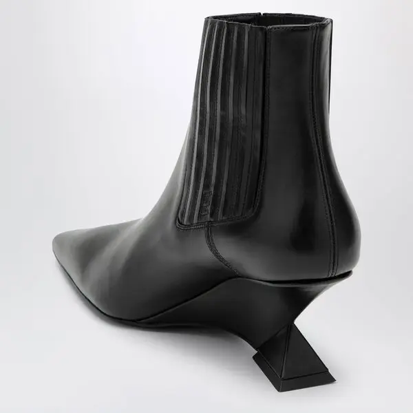 Attico Cheope Wedge-heel Ankle Boots In Calfskin - Black