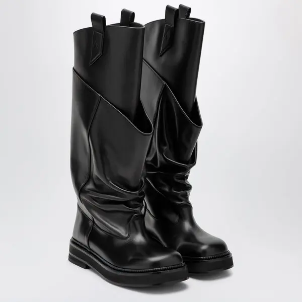 Attico Robin Passeggiata Calf Leather Combat Boots - Black