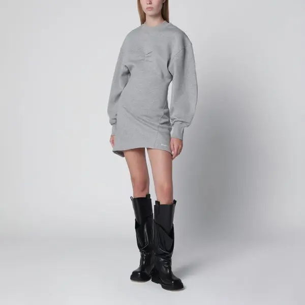 Attico Melange Cotton Jersey Mini Dress - Grey