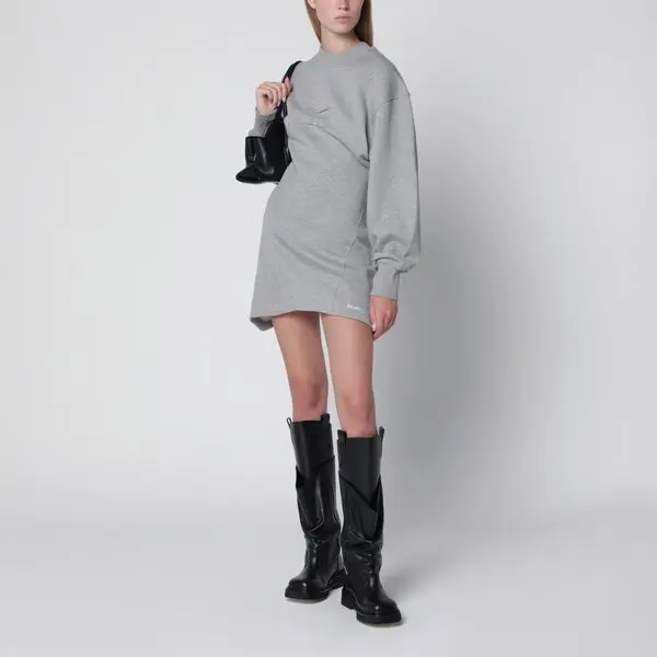 Attico Melange Cotton Jersey Mini Dress - Grey