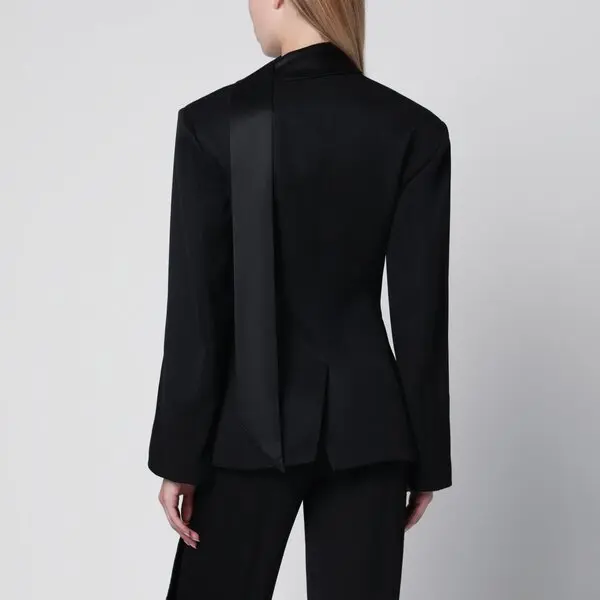 Attico Virgin Wool Tuxedo Jacket With Satin Lapels