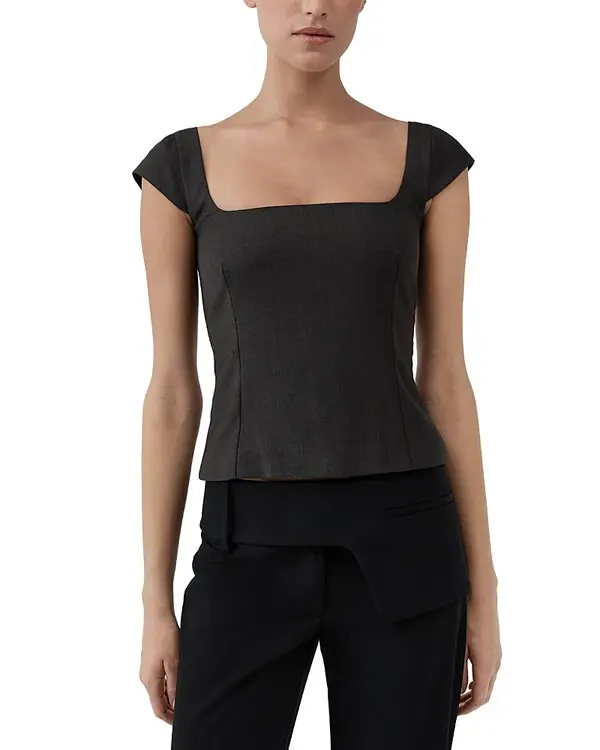 ST. AGNI Wool Blend Cap Sleeve Top - Umber