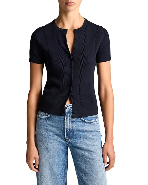 Vince Rib Knit Cardigan Sweater - Ink