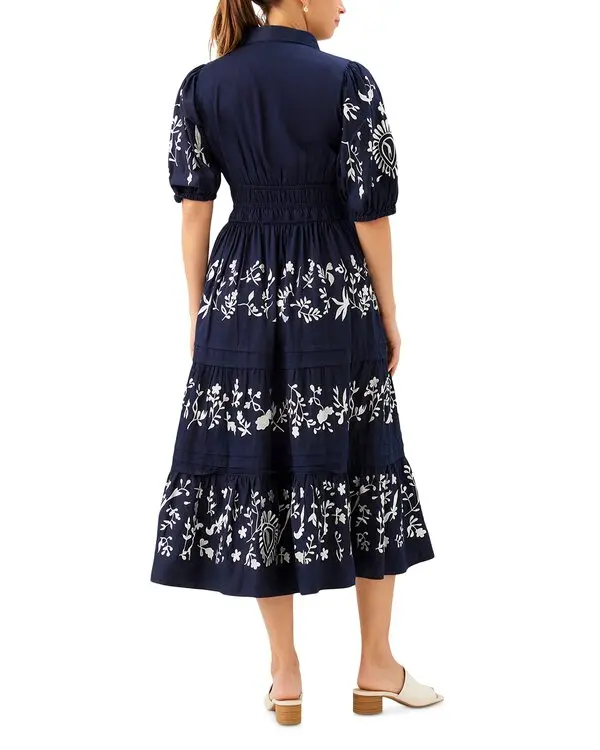 Karen Kane Puff Sleeve Embroidered Dress