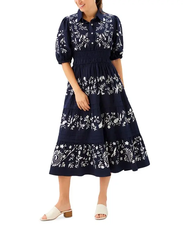 Karen Kane Puff Sleeve Embroidered Dress