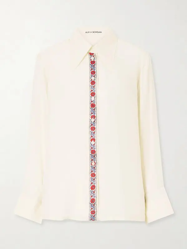 Alix Of Bohemia Dana Floral-print Silk-satin Shirt - Neutrals