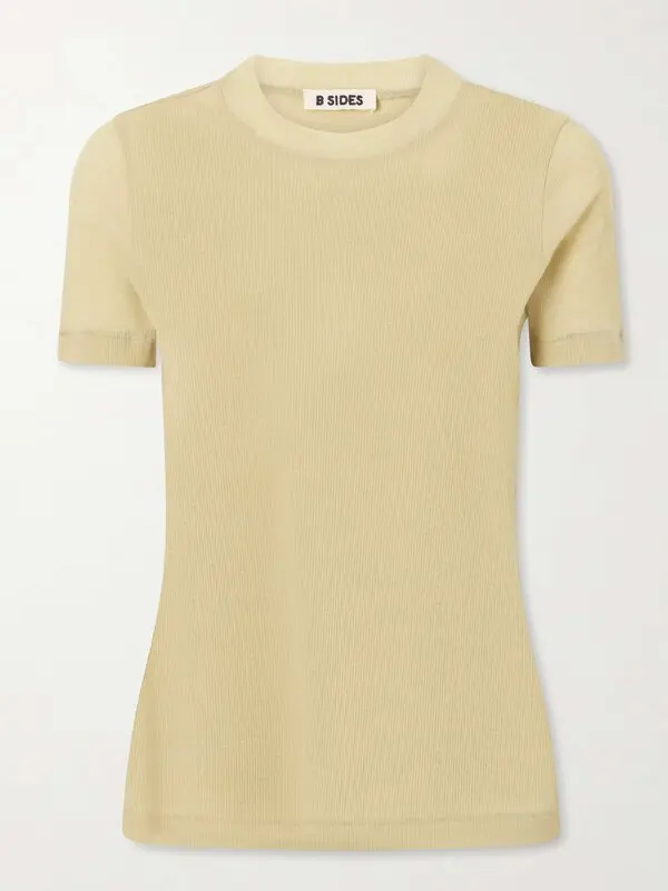 B Sides Vivien Ribbed Cotton-blend T-shirt - Camel