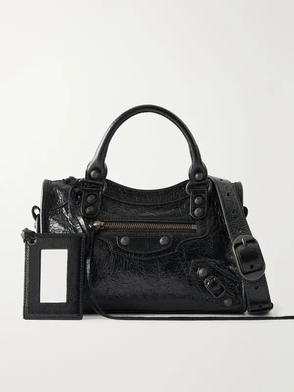 Balenciaga Le City Crinkled-leather Mini Bag - Black