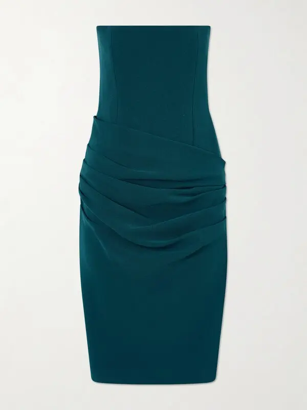 Alex Perry Strapless Draped Crepe Midi Dress - Blue