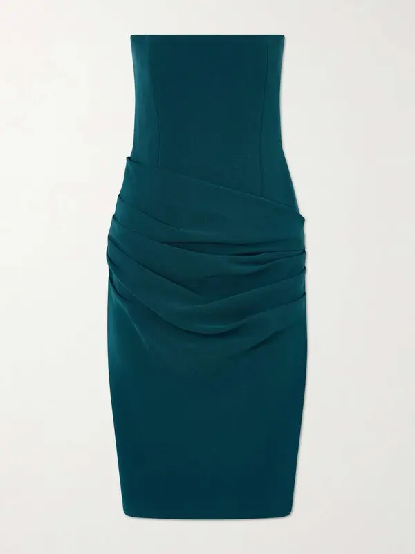 Alex Perry Strapless Draped Crepe Midi Dress