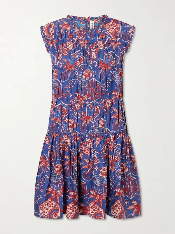 Alix Of Bohemia Shirred Floral-printed Mini Dress - Multi