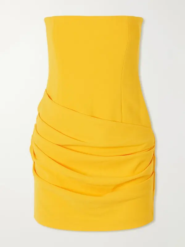 Alex Perry Strapless Draped Crepe Mini Dress - Orange