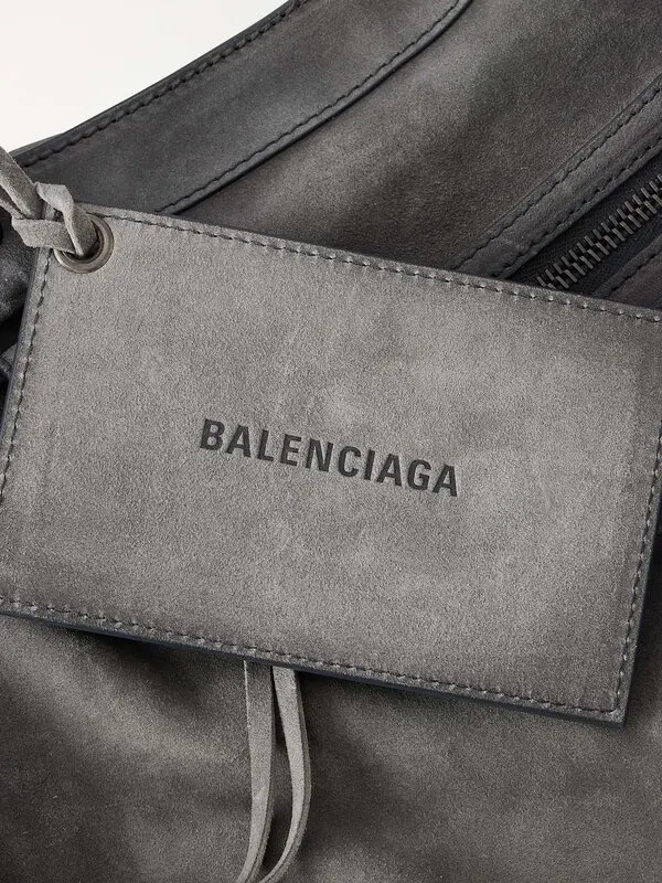Balenciaga Le City Medium Embellished Suede Shoulder Bag