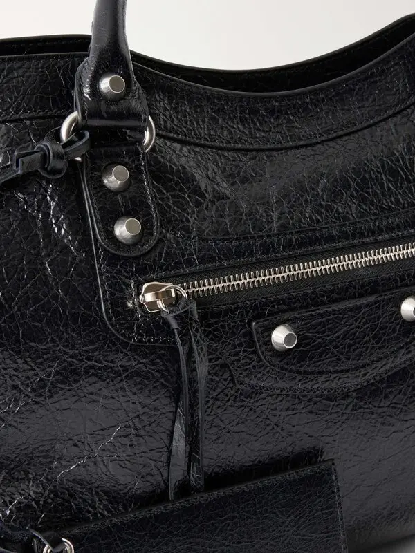 Balenciaga Le City Medium Crinkled-leather Shoulder Bag