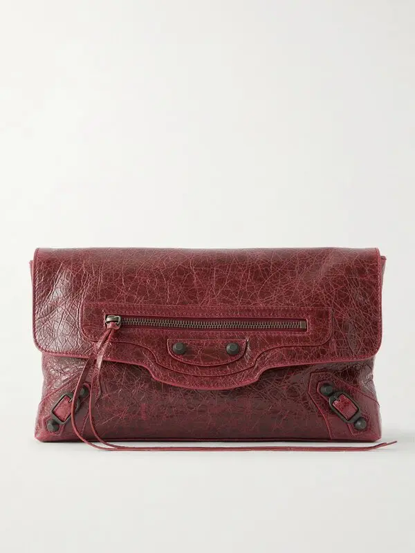 Balenciaga Le City Crinkled-leather Clutch