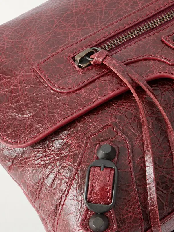 Balenciaga Le City Crinkled-leather Clutch