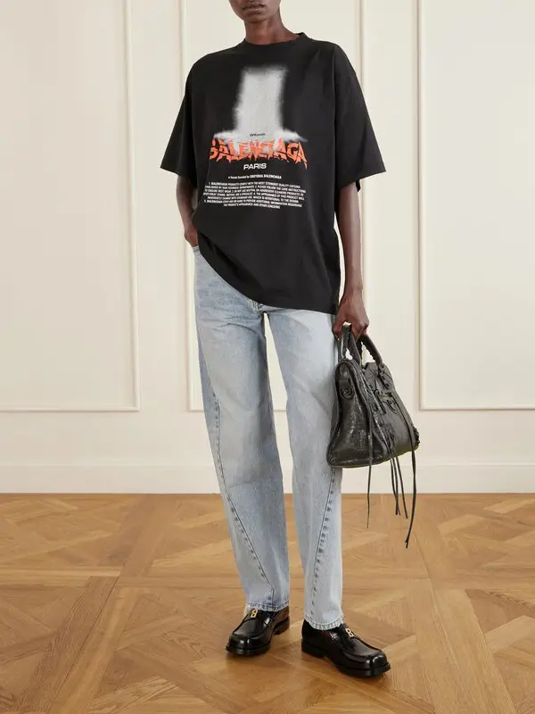 Balenciaga Le City Medium Embellished Crinkled-leather Shoulder Bag - Gray