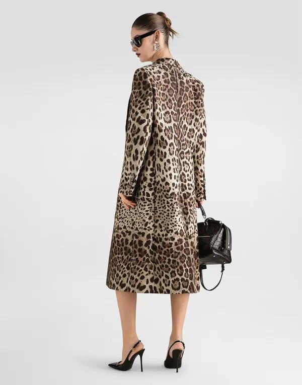 Dolce & Gabbana Leo- Brocade Single-breasted Coat With Jewel Buttons