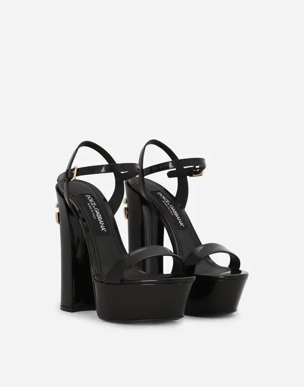 Dolce & Gabbana Polished Calfskin Platform Sandals