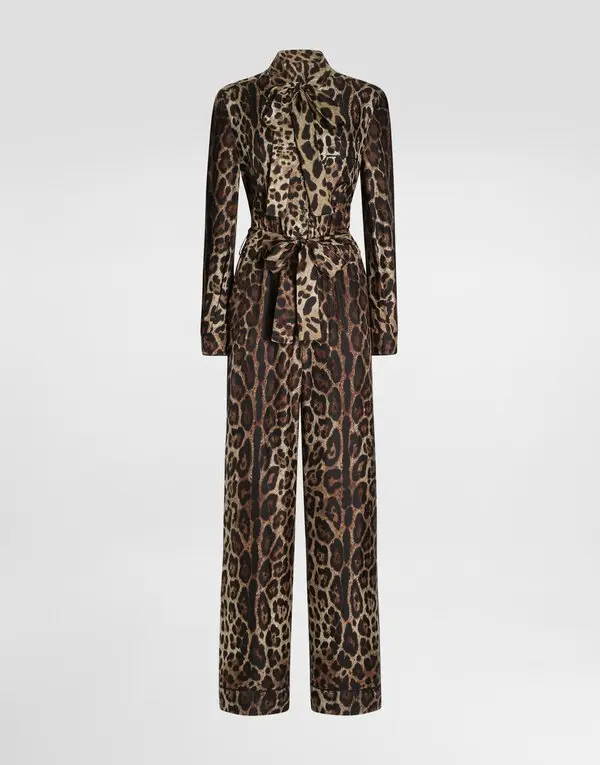 Dolce & Gabbana Pajama Jumpsuit In Silk Twill - Multicolor
