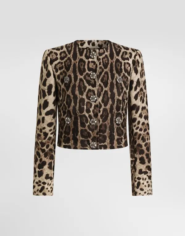 Dolce & Gabbana Leo Brocade Single-breasted Jacket With Jewel Buttons