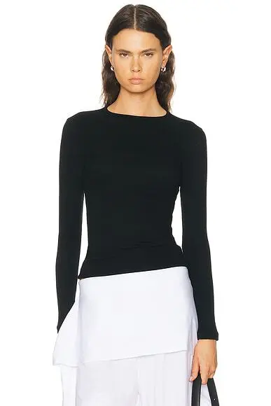 Sablyn Quincy Long Sleeve Fitted Crewneck Tee - Black