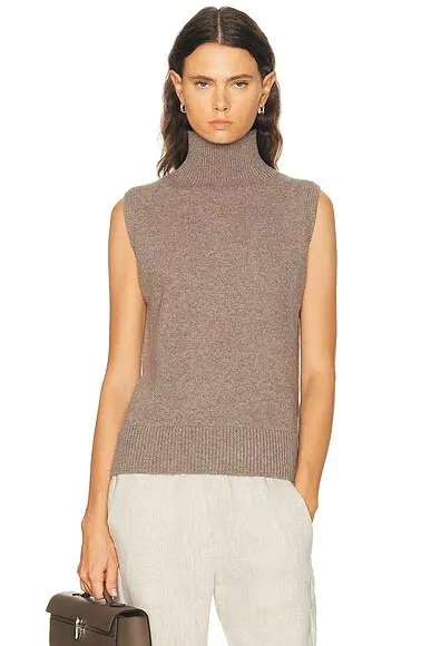 Brandon Maxwell Bruno Sleeveless High Neck Vest
