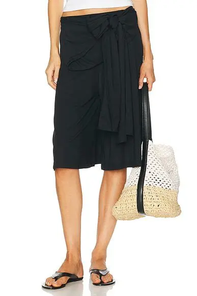 TOTEME Tie Waist Jersey Short - Black