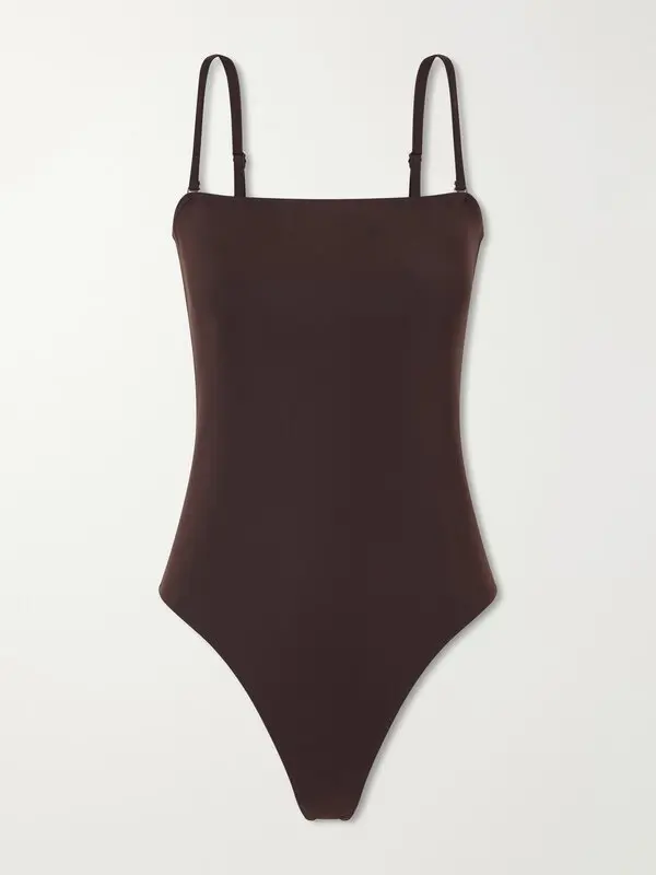 Alaïa Strapless Stretch-jersey One-piece Swimsuit - Brown