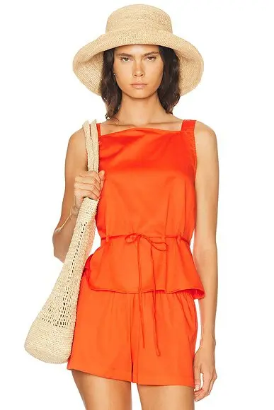 LESET Yoko Drawstring Tank Top - Feu