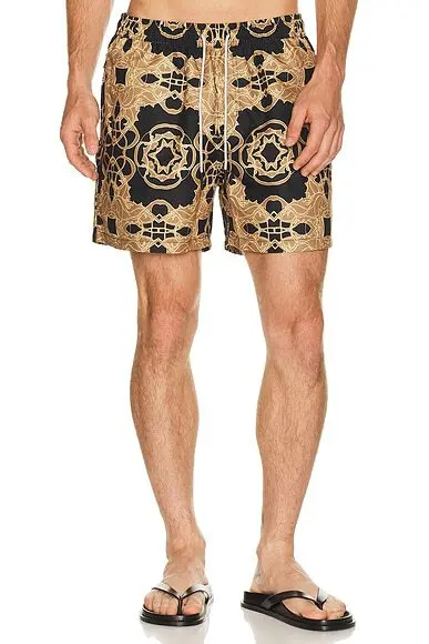 Oas Elix Swim Shorts With Printed Design - Black