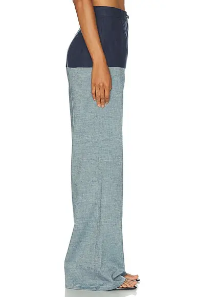 Matthew Bruch High Waist Combo Wide Leg Trousers - Navy