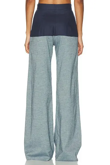 Matthew Bruch High Waist Combo Wide Leg Trousers - Navy