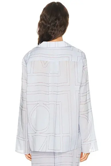 TOTEME Monogram Print Cotton Blend Shirt - Sky