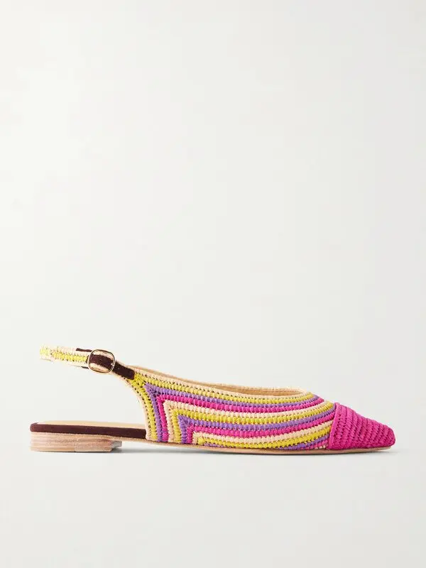 Gabriela Hearst Strength Crocheted Raffia Slingback Flats - Multi