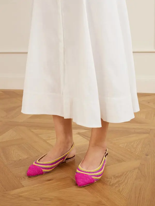 Gabriela Hearst Strength Crocheted Raffia Slingback Flats - Multi