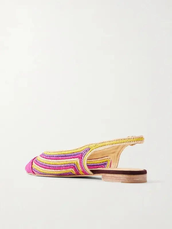 Gabriela Hearst Strength Crocheted Raffia Slingback Flats - Multi