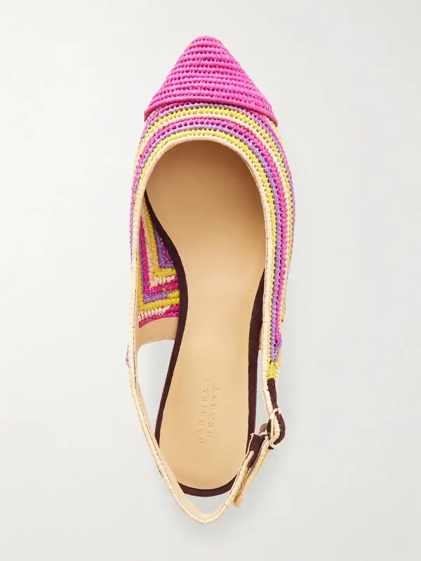 Gabriela Hearst Strength Crocheted Raffia Slingback Flats - Multi