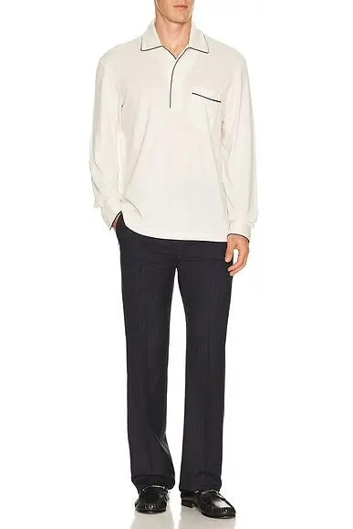 TOM FORD Cotton Silk Piquet Polo - Ecru