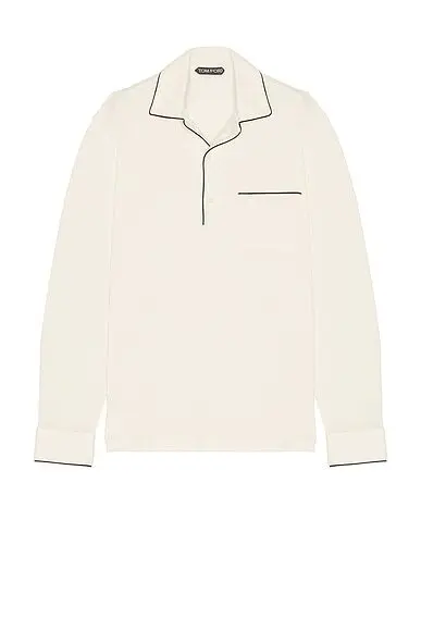 TOM FORD Cotton Silk Piquet Polo - Ecru
