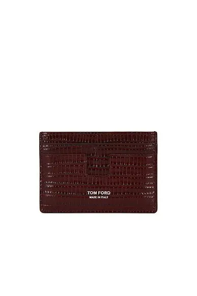 TOM FORD Printed Tejus T Line Classic Card Holder - Ruby Red