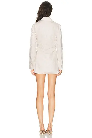 L'academie Linen Wrap Mini Dress With Bead Accent - Sand