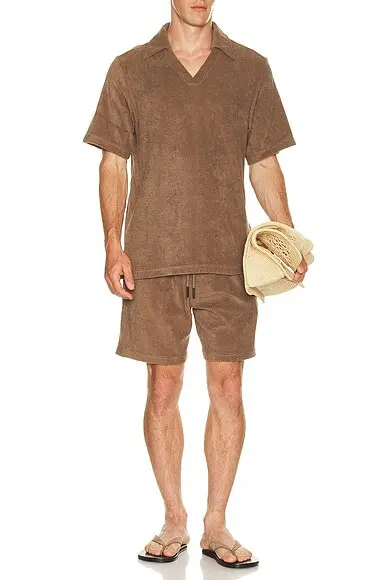 Oas Terrycloth Drawstring Shorts - Brown