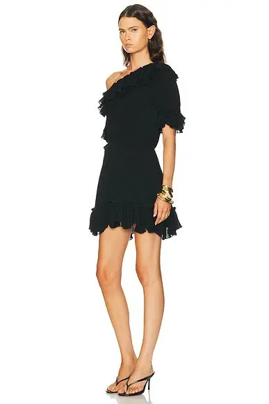 Saint Laurent Asymmetric Mini Dress - Noir